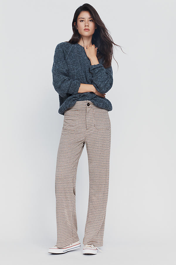 MAEVE Colette Houndstooth Full-Length Wide-Leg Pants